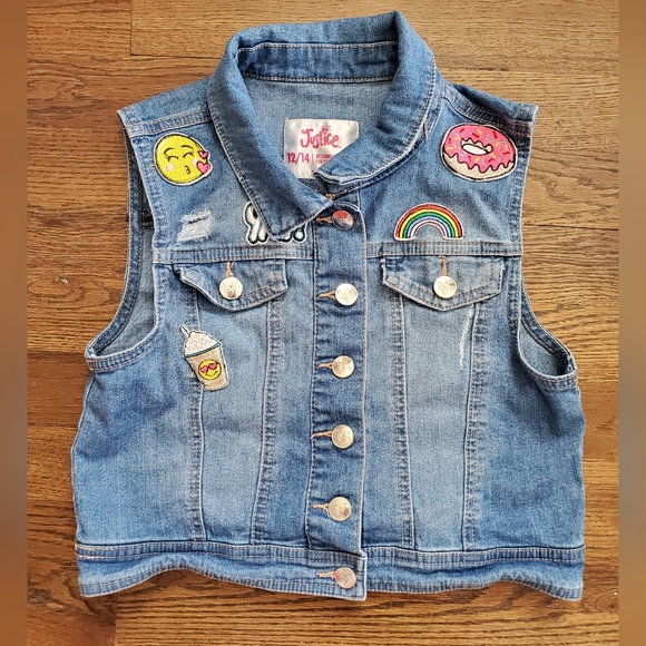 Justice | Jackets & Coats | Justice Girls 214 Jean Vest Patches | Poshmark